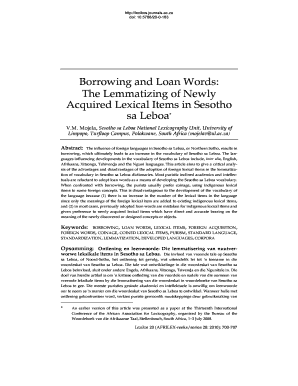 Fillable Online Borrowing and Loan Words: Fax Email Print - pdfFiller