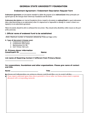 Endowment Agreement / Endowment Description Request Doc Template ...