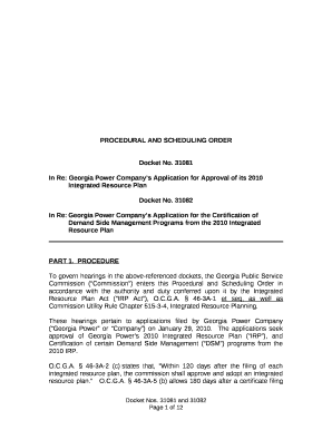PROCEDURAL AND SCHEDULING ORDER Doc Template | pdfFiller