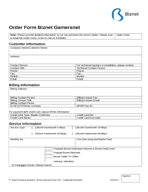 Order Biznet Gamersnet Doc Template | pdfFiller