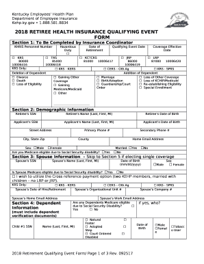 2018 RETIREE HEALTH INSURANCE QUALIFYING EVENT - personnel ky Doc ...