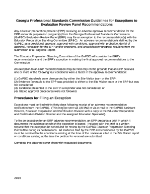 Georgia Professional Standards Commission Guidelines for Exceptions to ...