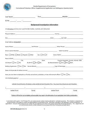 Fillable Online Correctional Probation Officer Supplemental Application ...