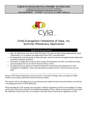 Christian Youth In Action (CYIA) Doc Template | pdfFiller