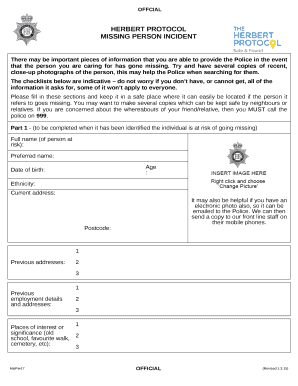 MISSING PERSON INCIDENT Doc Template | pdfFiller