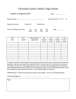 Grades in Progress (GIP)Date: Doc Template | pdfFiller