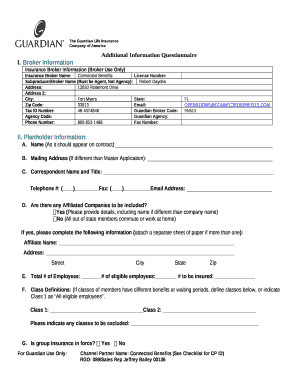 Additional Ination Questionnaire Doc Template | pdfFiller