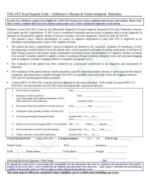 FDG-PET/CT SCAN REQUEST (Alzheimer's Disease ... Doc Template | pdfFiller