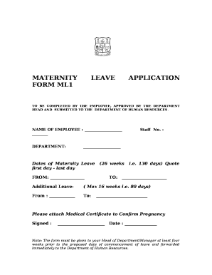 maternity leave application at for education department Doc Template ...