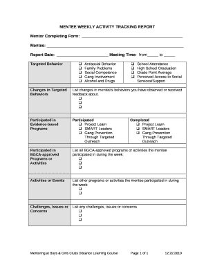 mentee report sample Doc Template | pdfFiller
