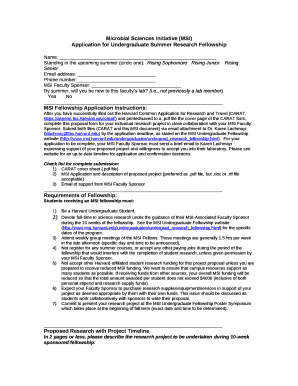 Application for Undergraduate Summer Research Fellowship Doc Template ...