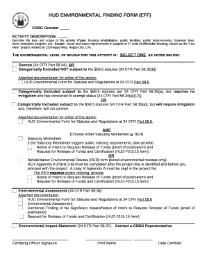 HUD ENVIRONMENTAL FINDING (EFF) Doc Template | pdfFiller