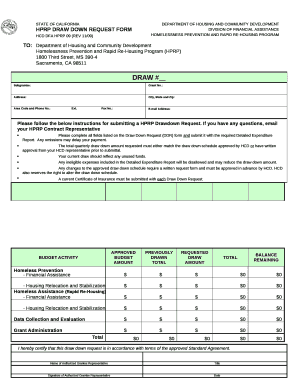 HPRP Draw Down request Division of Financial assistance Doc Template ...