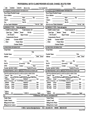 PROFESSIONAL BATCH CLAIMS PROVIDER ACD (ADD, CHANGE, DELETE) Doc ...