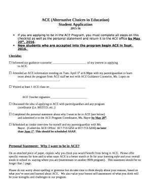 ACE (Alternative Choices in Education) Doc Template | pdfFiller
