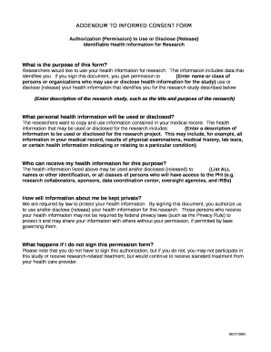 ADDENDUM TO INED CONSENT Doc Template | pdfFiller