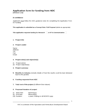 Application for funding from HDC Doc Template | pdfFiller