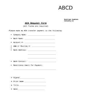ACH Request Doc Template | pdfFiller