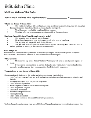 Medicare Wellness Visit Packet Doc Template | pdfFiller