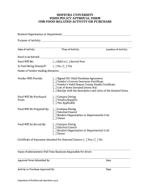 Fillable Online FOOD POLICY APPROVAL FORM Fax Email Print - pdfFiller