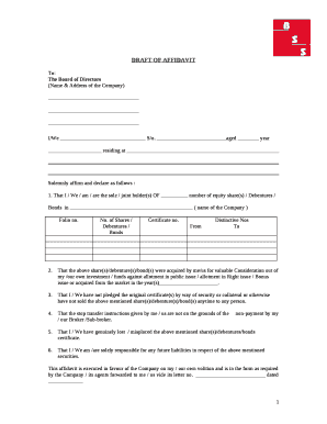 Draft of AFFIDAVIT Doc Template | pdfFiller