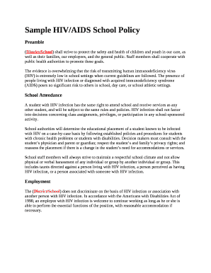 Sample HIV/AIDS School Policy Doc Template | pdfFiller