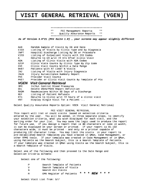 VISIT GENERAL RETRIEVAL (VGEN) - ftp ihs Doc Template | pdfFiller