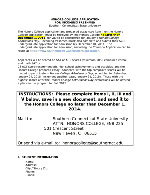 The Honors College application and prepared essay (see item II on the ...