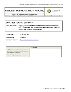 Fillable Online QUOTATION NUMBER: GL11800459 Fax Email Print - pdfFiller