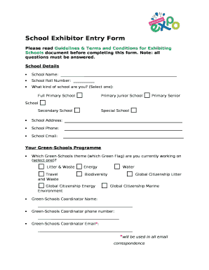 School Exhibitor Entry Doc Template | pdfFiller