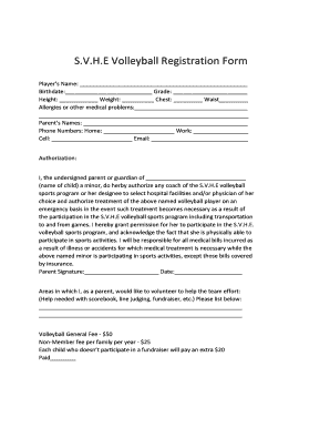 Fillable Online E Volleyball Registration Form Fax Email Print - pdfFiller