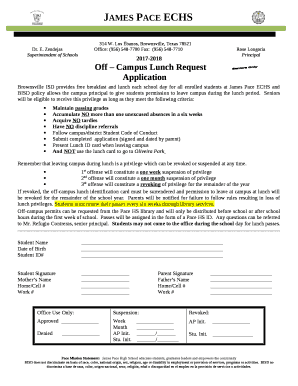 Off Campus Lunch Request Doc Template | pdfFiller