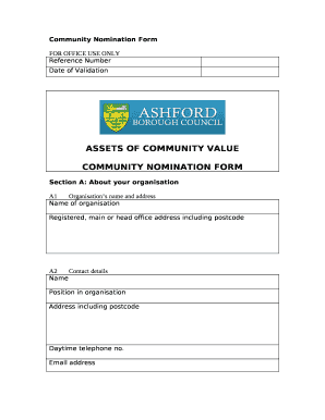 Community Nomination Doc Template | pdfFiller