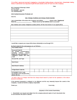 (To be filled, signed and returned in Original by a shareholder holding ...