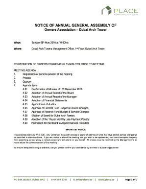 Fillable Online NOTICE OF ANNUAL GENERAL ASSEMBLY OF Fax Email Print ...