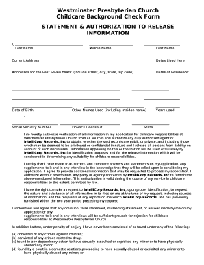 Childcare Background Check Doc Template | pdfFiller