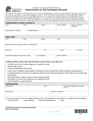 Authorization for SSI Facilitation Records Doc Template | pdfFiller