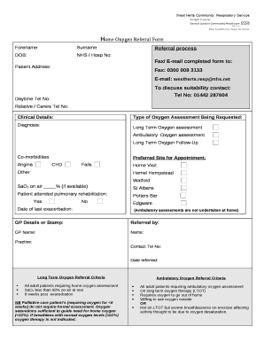 Home Oxygen Referral Doc Template | pdfFiller