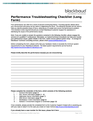 Perance Troubleshooting Checklist (Long ) Doc Template | pdfFiller