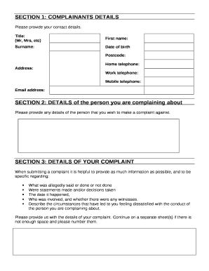 SECTION 1: COMPLAINANTS DETAILS Doc Template | pdfFiller