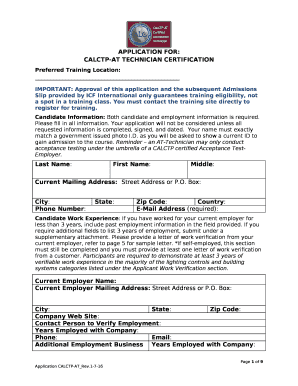CALCTP-AT TECHNICIAN CERTIFICATION Doc Template | pdfFiller