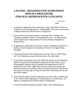 LICENSE / REGISTRATION SUSPENSION Doc Template | pdfFiller