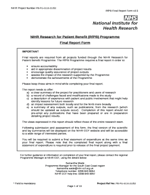 NIHR Research for Patient Benefit (RfPB) Programme Doc Template | pdfFiller