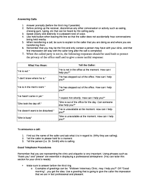 Answering Calls Doc Template | pdfFiller