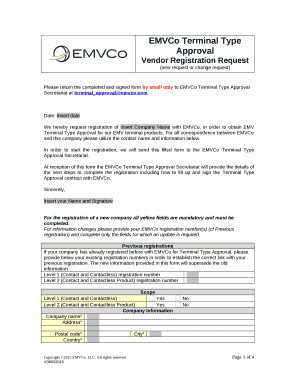EMVCo Terminal Type Approval Doc Template | pdfFiller