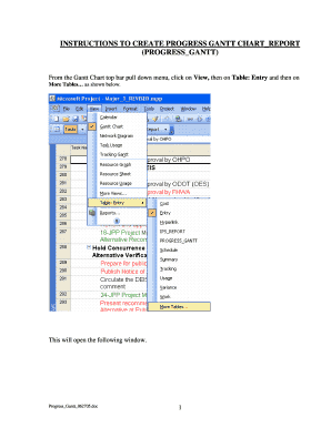 Fillable Online INSTRUCTIONS TO CREATE PROGRESS GANTT CHARTREPORT Fax Email Print - pdfFiller