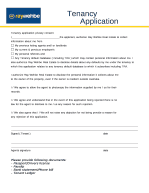 Tenancy application privacy consent Doc Template | pdfFiller