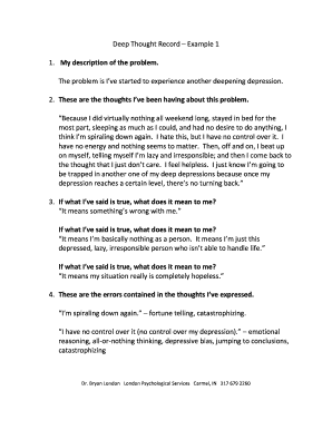 Fillable Online Deep Thought Record Example 1 Fax Email Print - pdfFiller