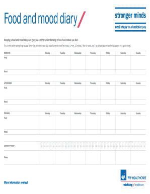 Fillable Online Food and mood diary Fax Email Print - pdfFiller