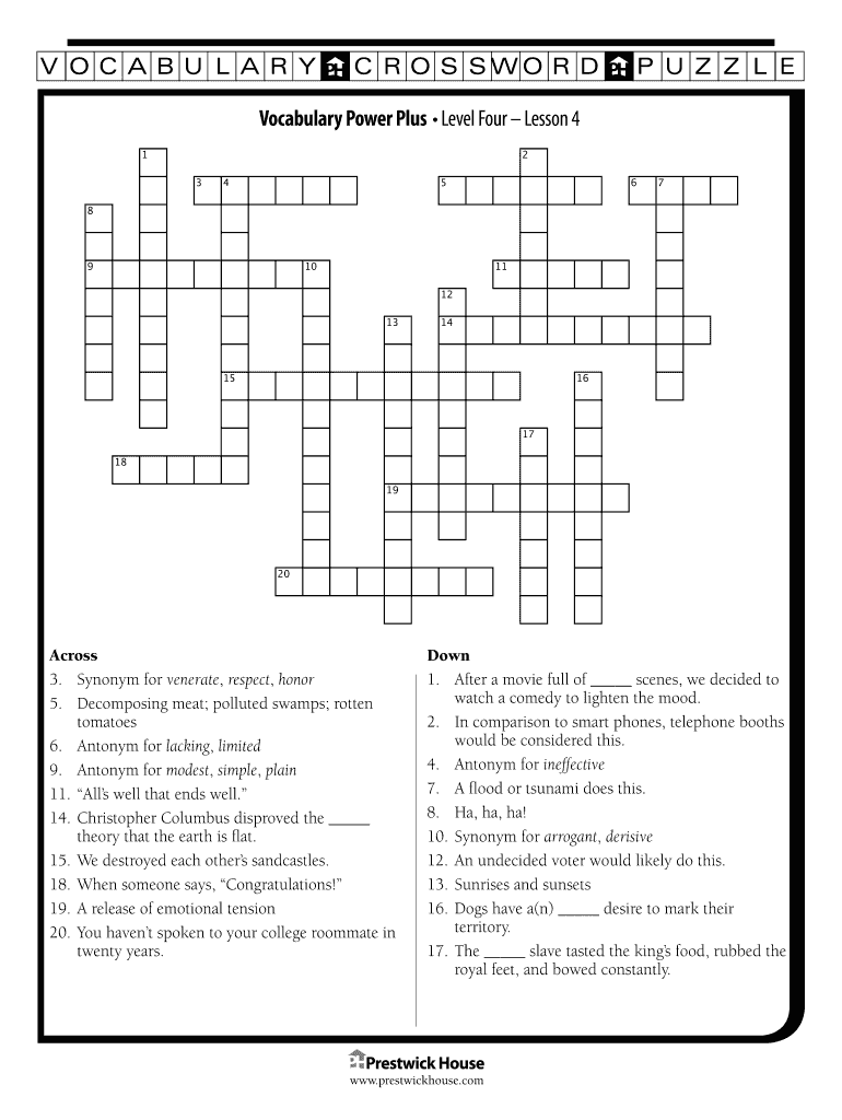 Fillable Online Vocabulary Power Plus Level Four Lesson 4 Fax Email ...